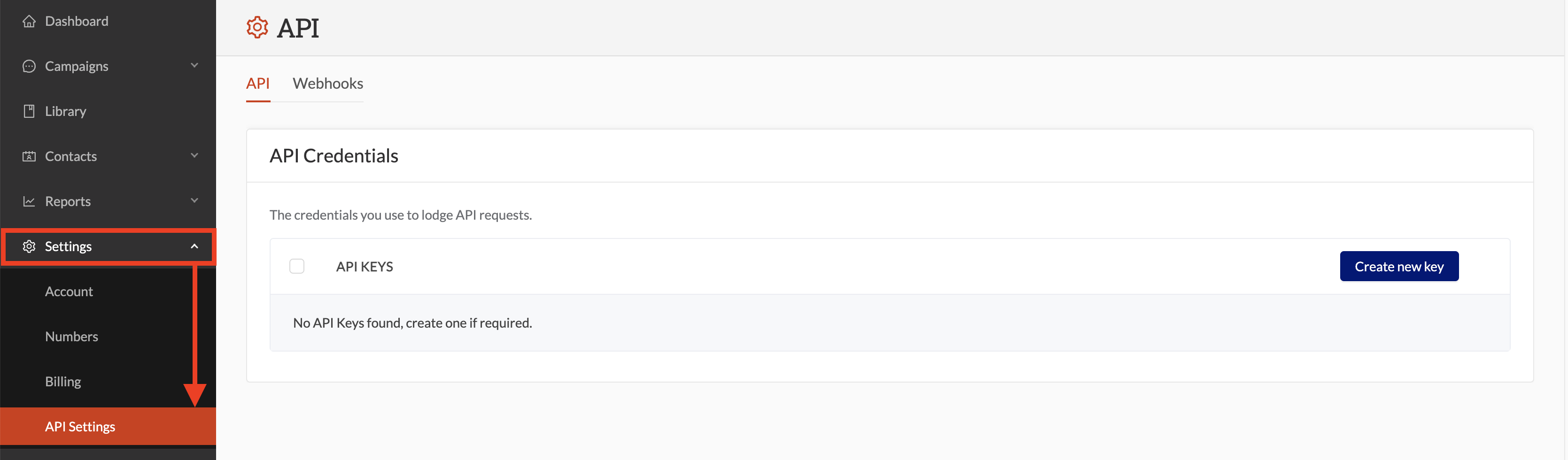 How to Create New API Credentials – SMS Broadcast
