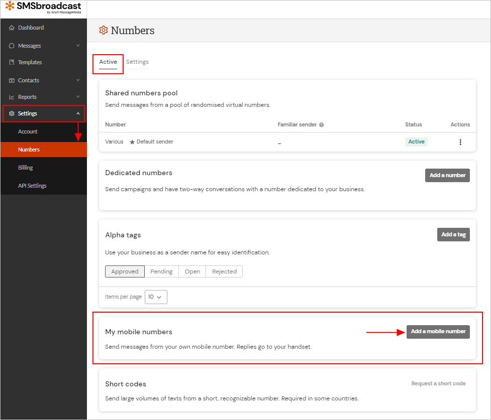 Verifying & Using your own Mobile Number for Sending Messages – SMS Broadcast