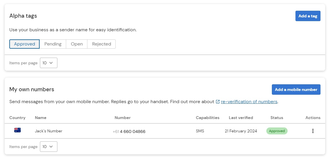 Re-verifying your own Mobile Number for Sending Messages – SMS Broadcast